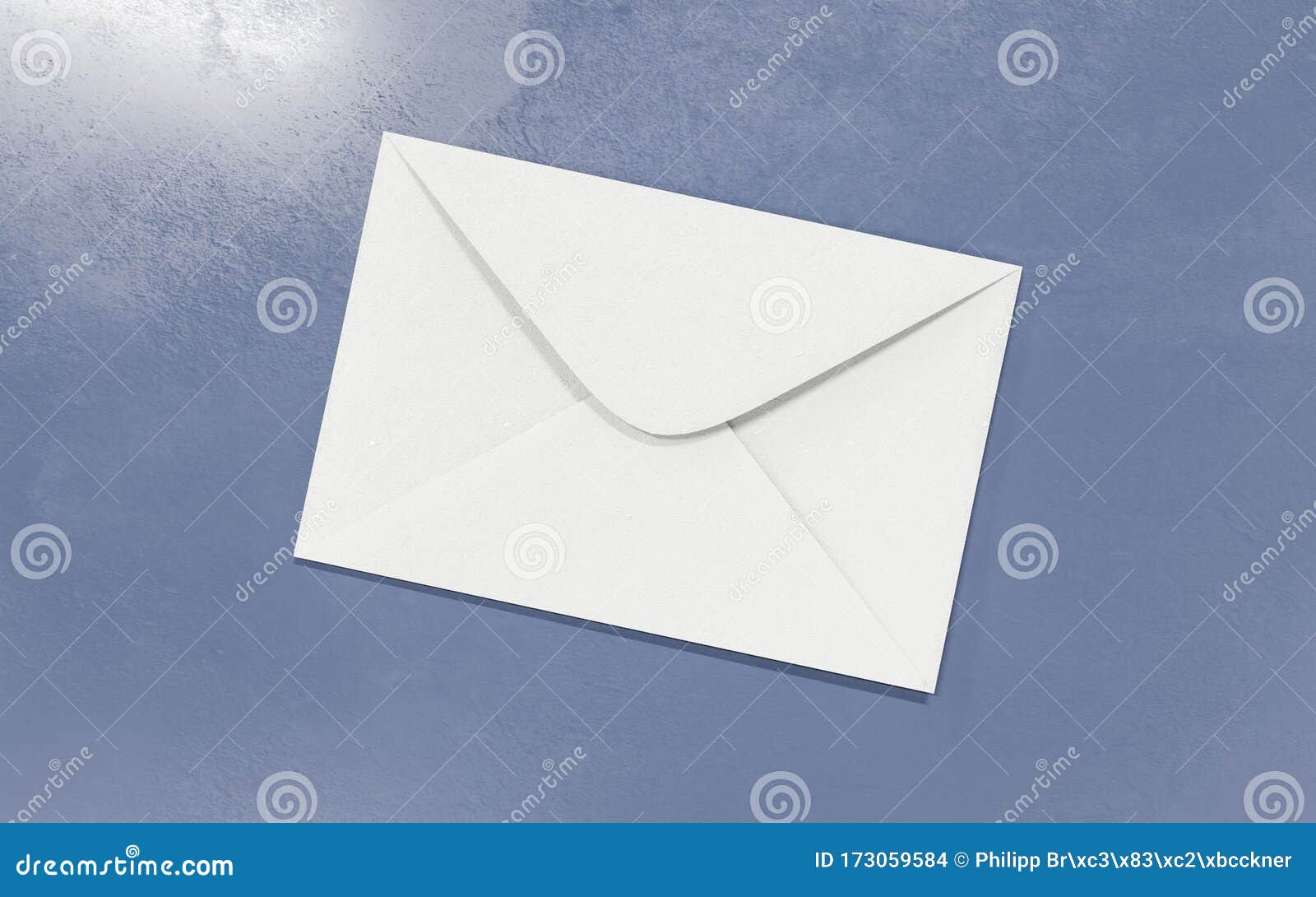 Empty White Mail Post Envelope on Blue Background with Copy Space To ...
