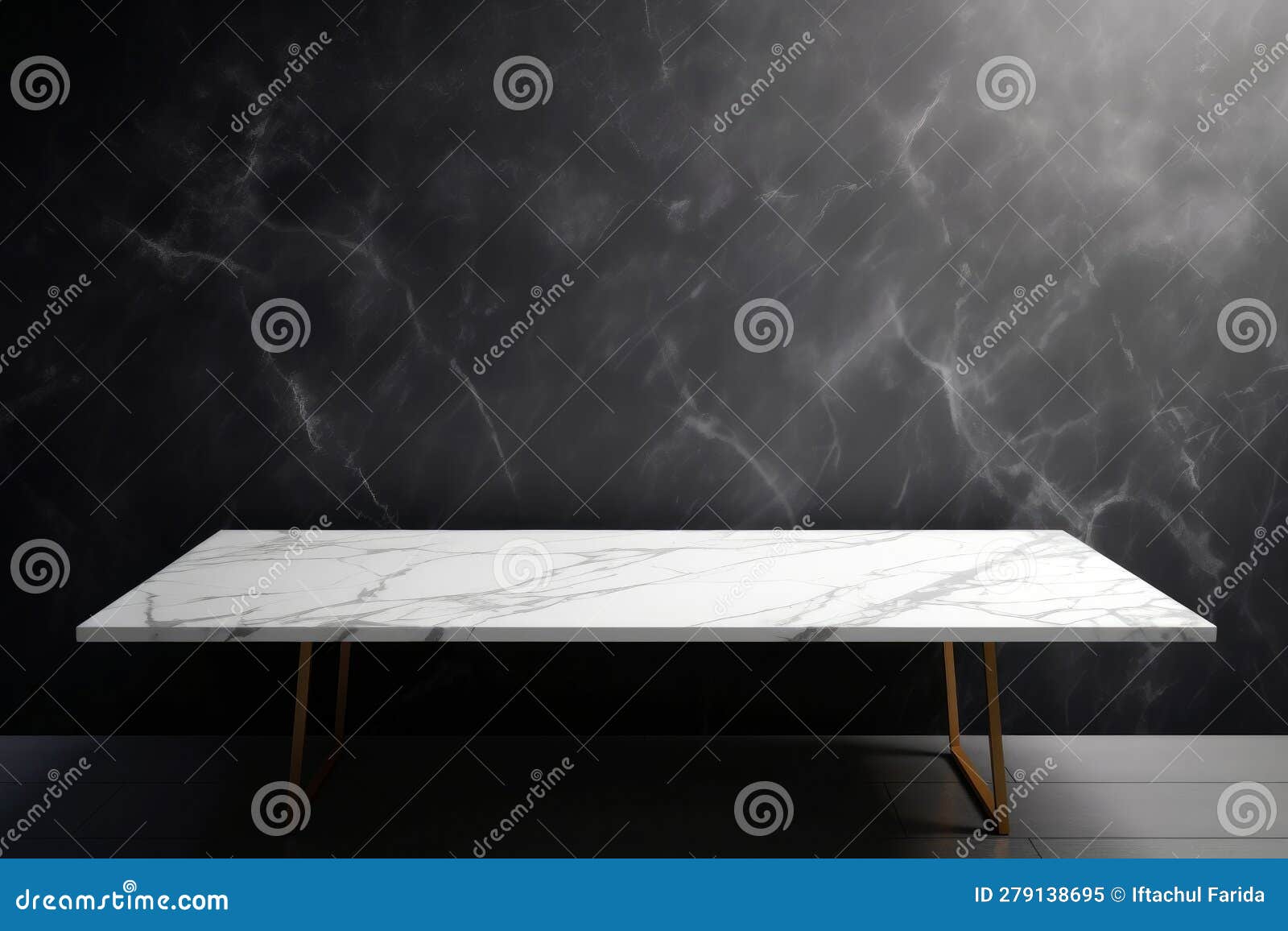 Empty White Marble Table on Black Marble Background Stock Illustration ...