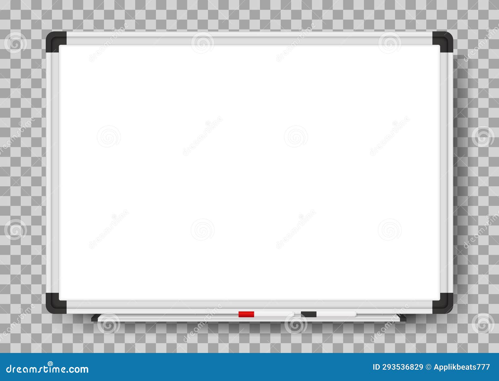 Empty White Marker Board on Transparent Background. Realistic Office ...