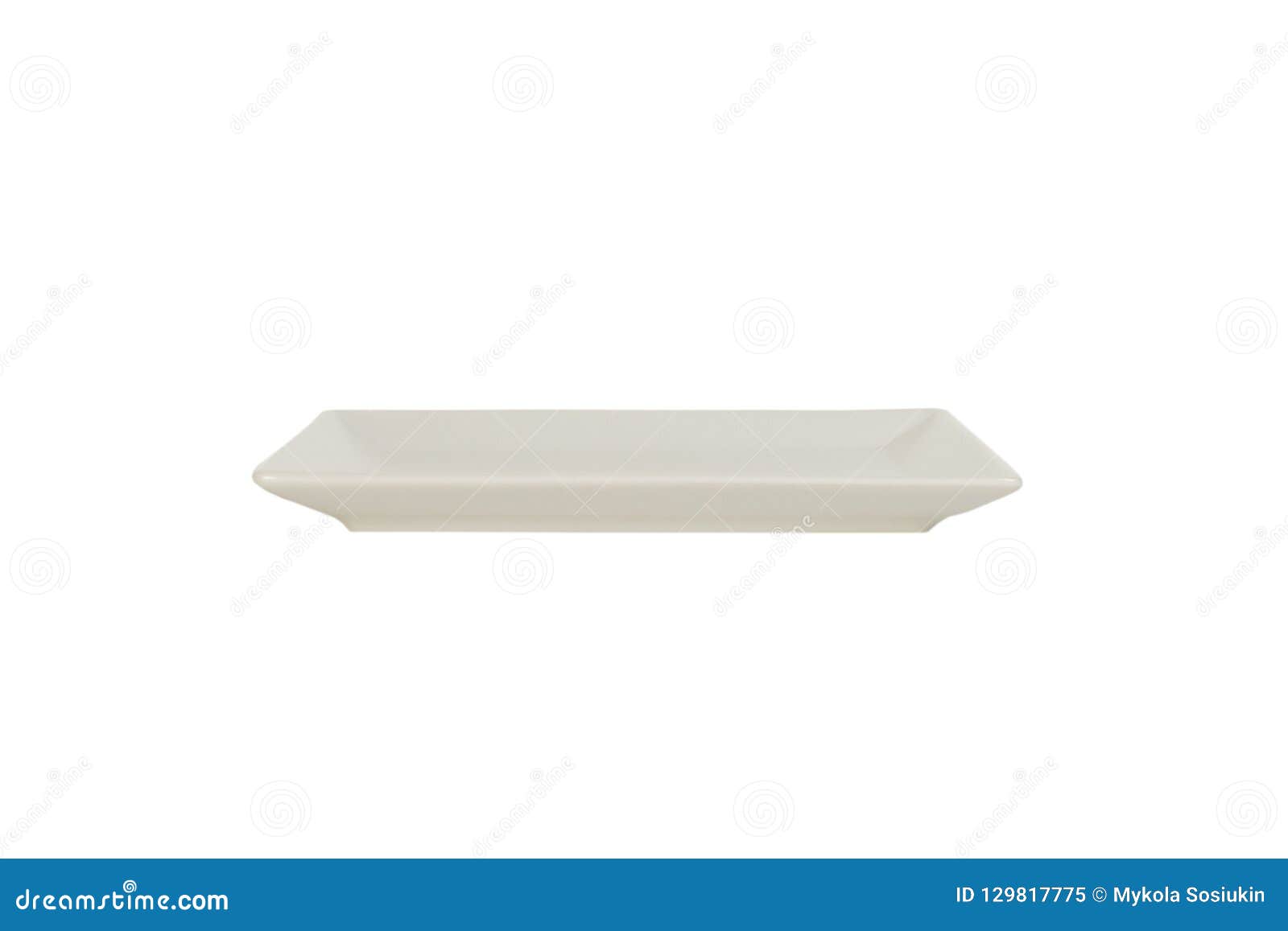 Empty White Matte Rectangular Plate Isolated on White Background. Front ...