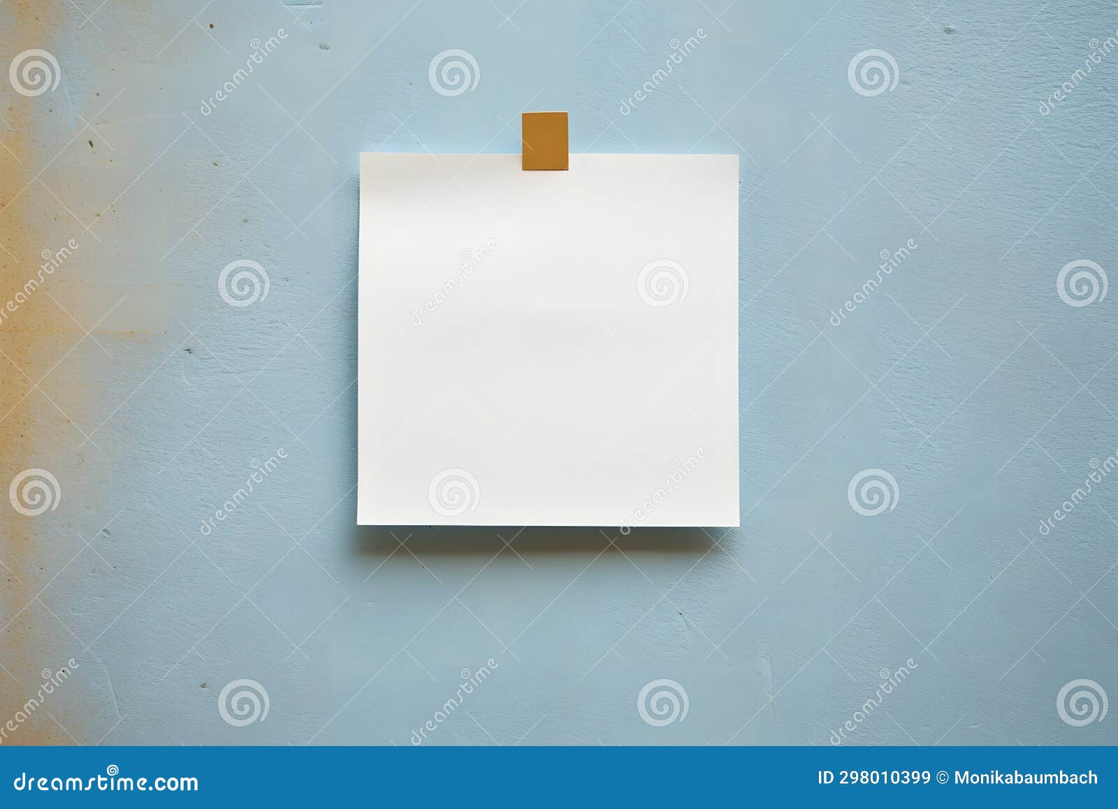 Empty White Memo Note Pad Stuck To Blue Wall Stock Illustration ...