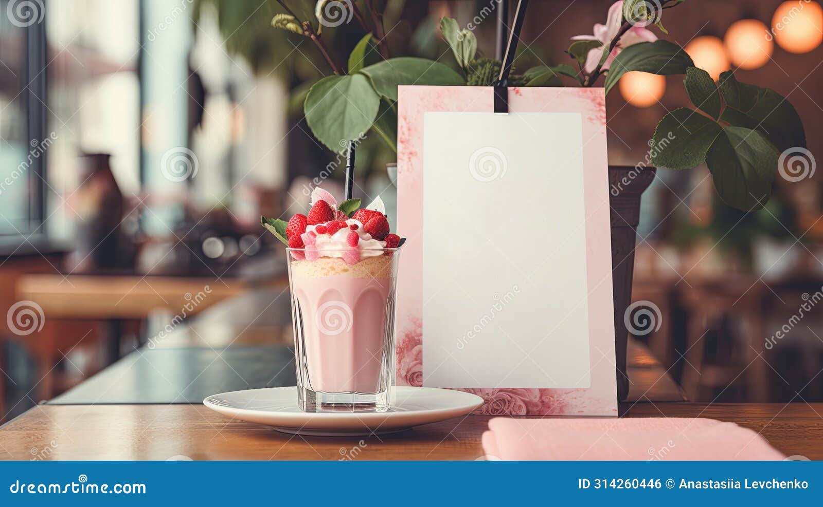 Empty White Menu Board Mockup in Stylish Cafe or Restaurant and Pink ...