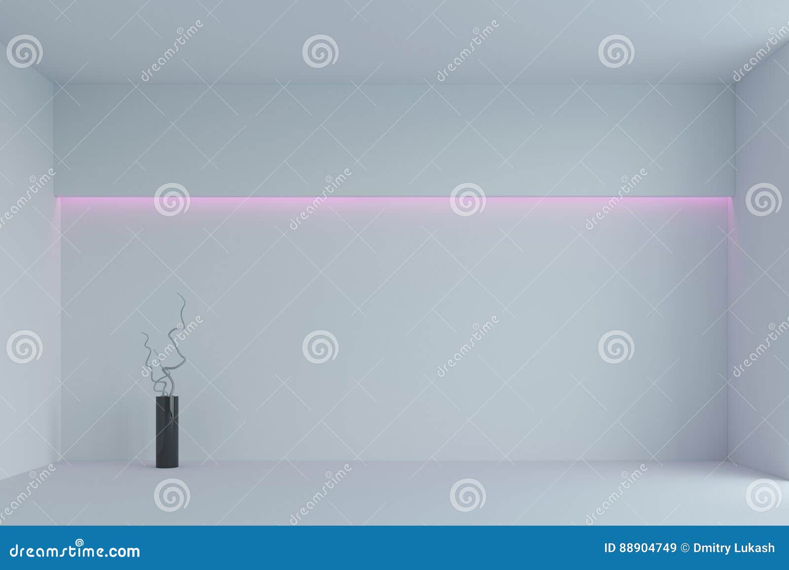 Empty White Minimalist Room with Pink Backlight. 3d Rendering Stock ...