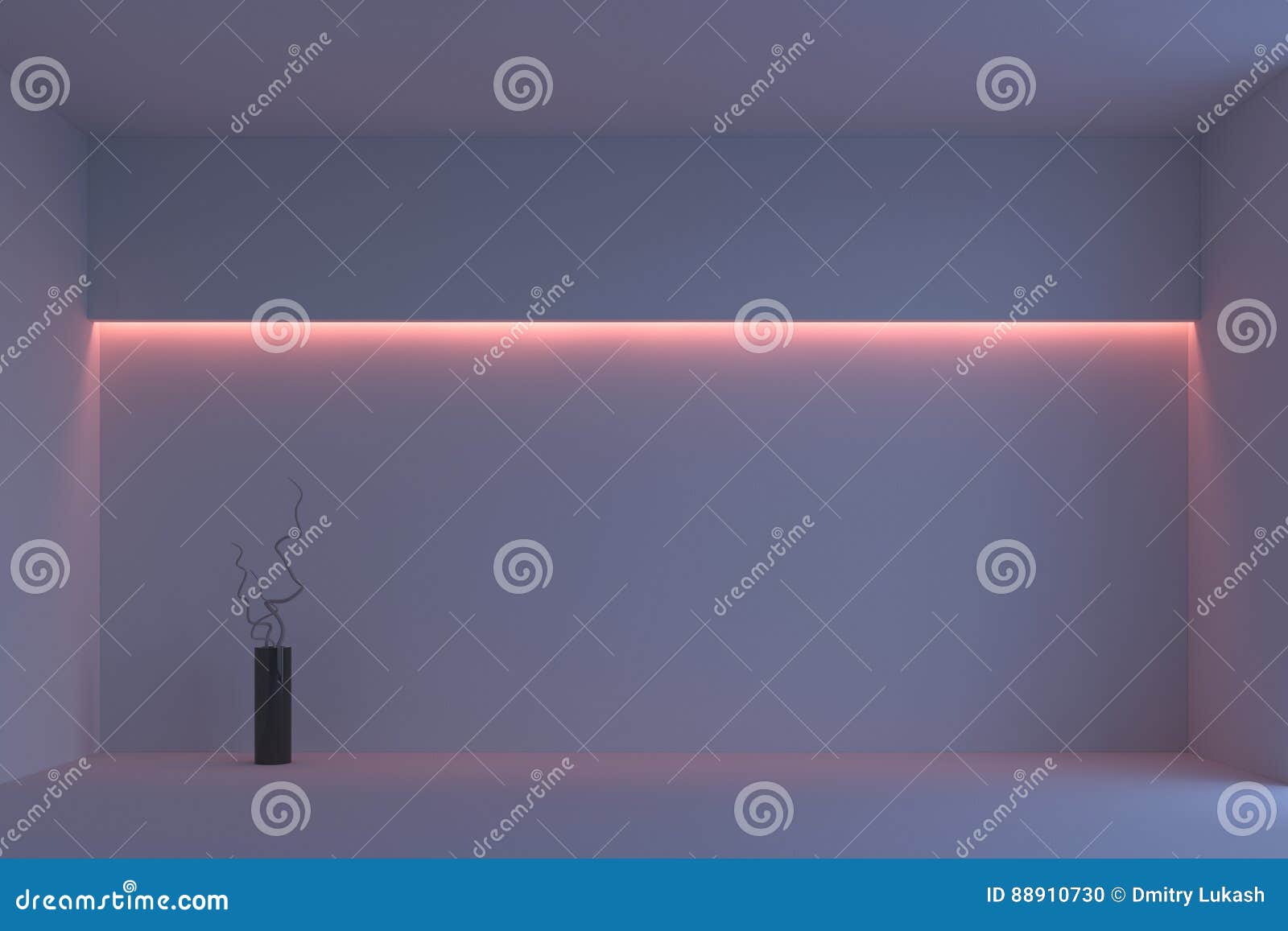 Empty White Minimalist Room with Pink Backlight. 3d Rendering Stock ...