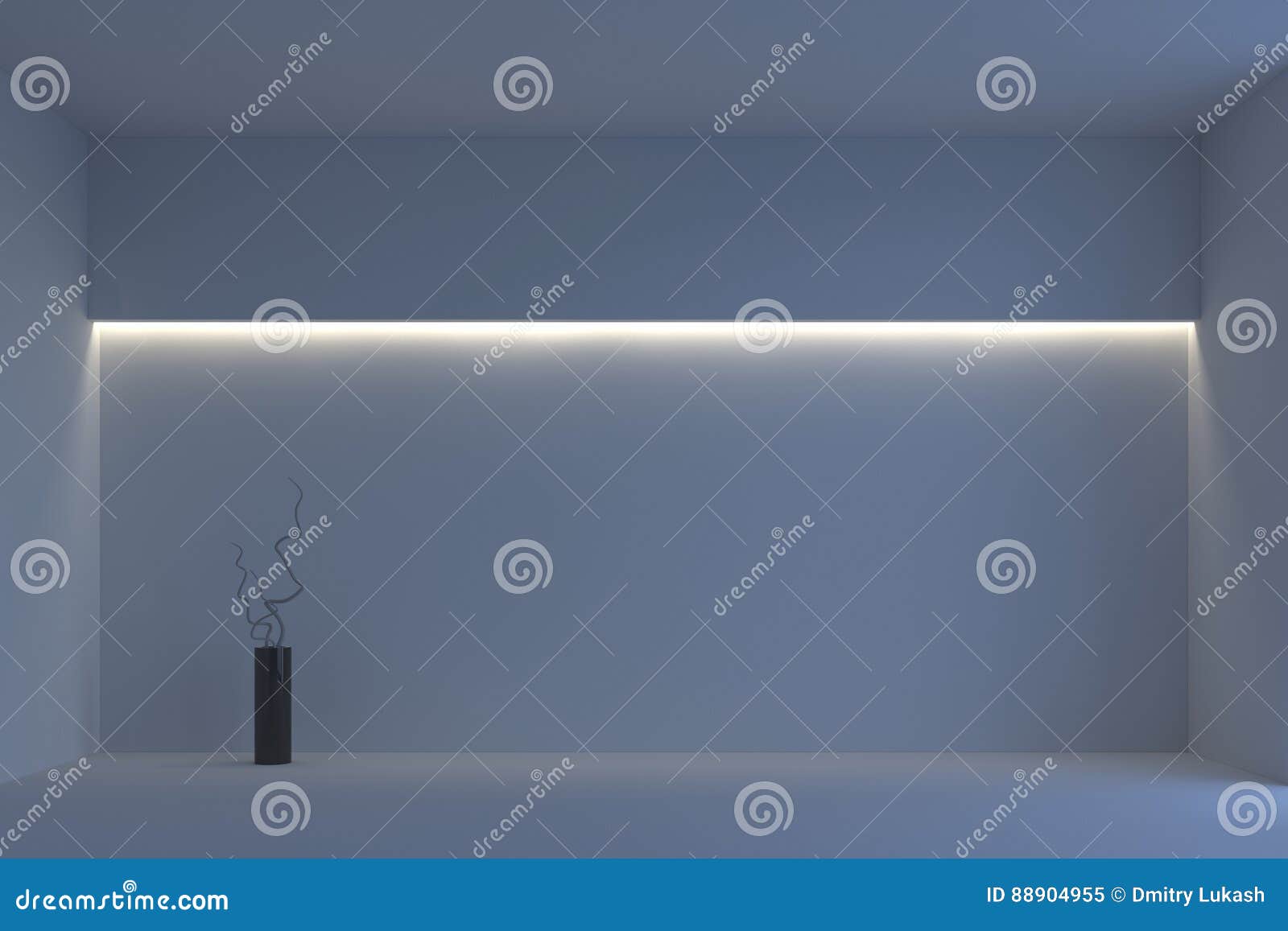 Empty White Minimalist Room with White Backlight. 3d Rendering Stock ...