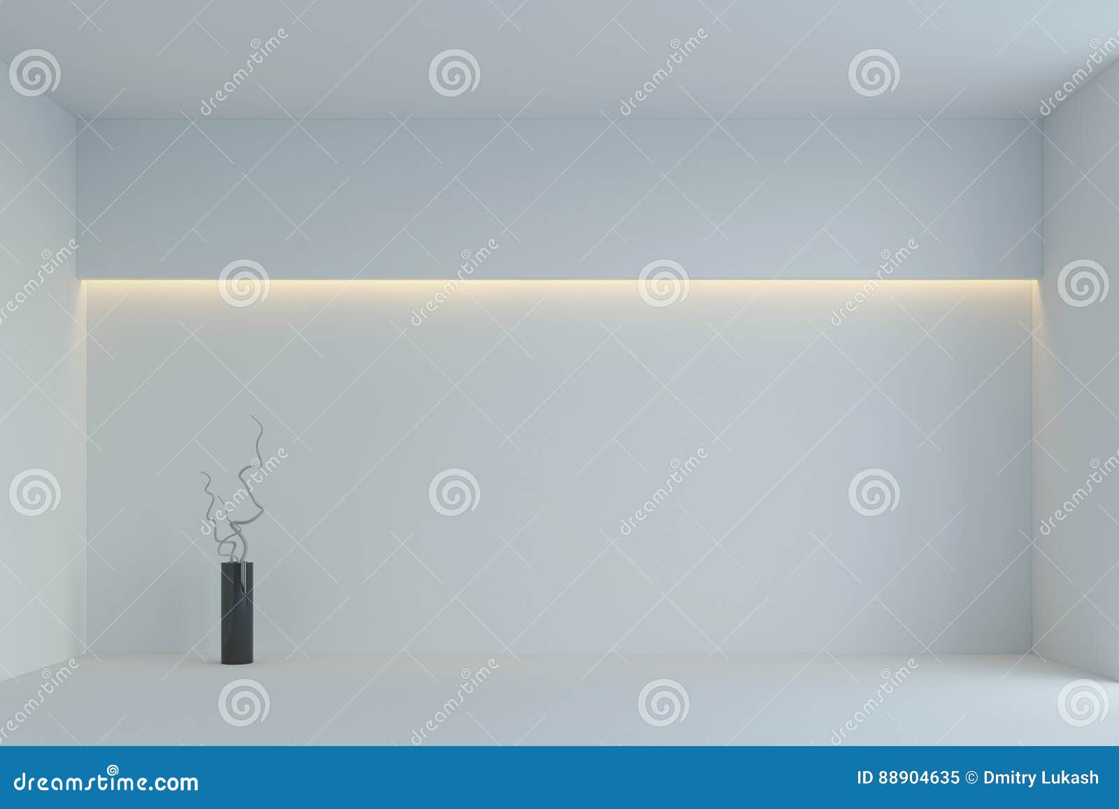 Empty White Minimalist Room with Yellow Backlight. 3d Rendering Stock ...