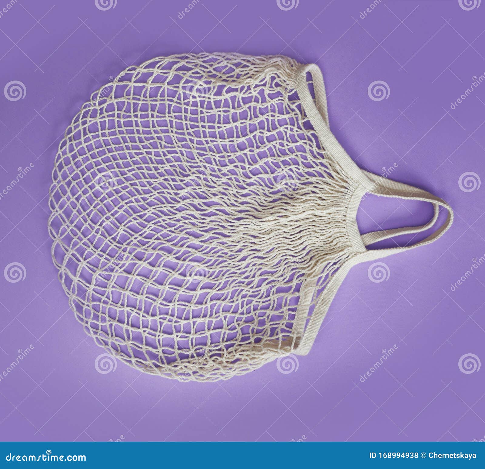 Empty White Net Bag on Lilac Background Stock Photo - Image of ecology ...