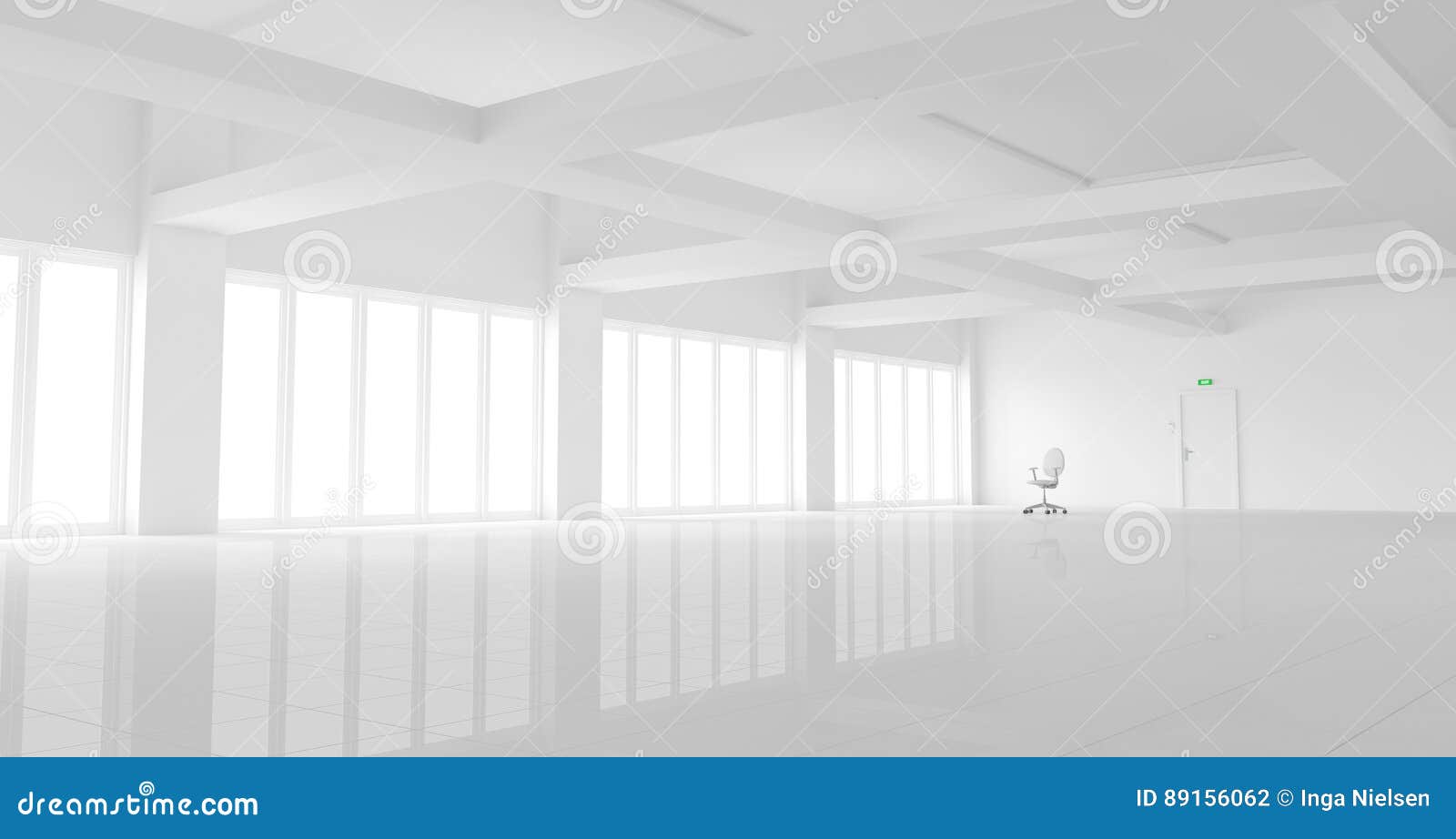Empty white office stock illustration. Illustration of render - 89156062