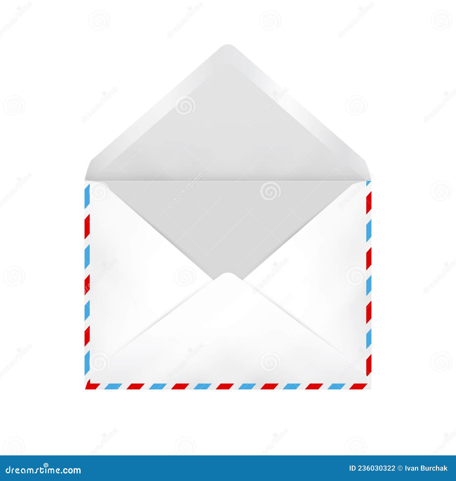 Empty White Open Envelope with Airmail Border Vector Mock Up Stock ...