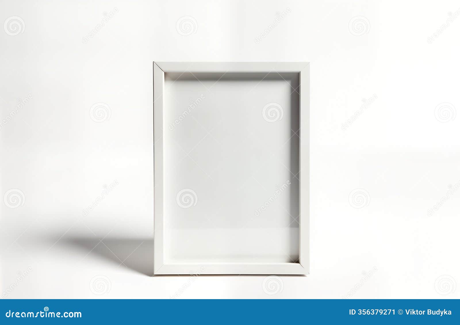 Empty White Photo Frame Stands Upright on Plain White Surface. Slight ...