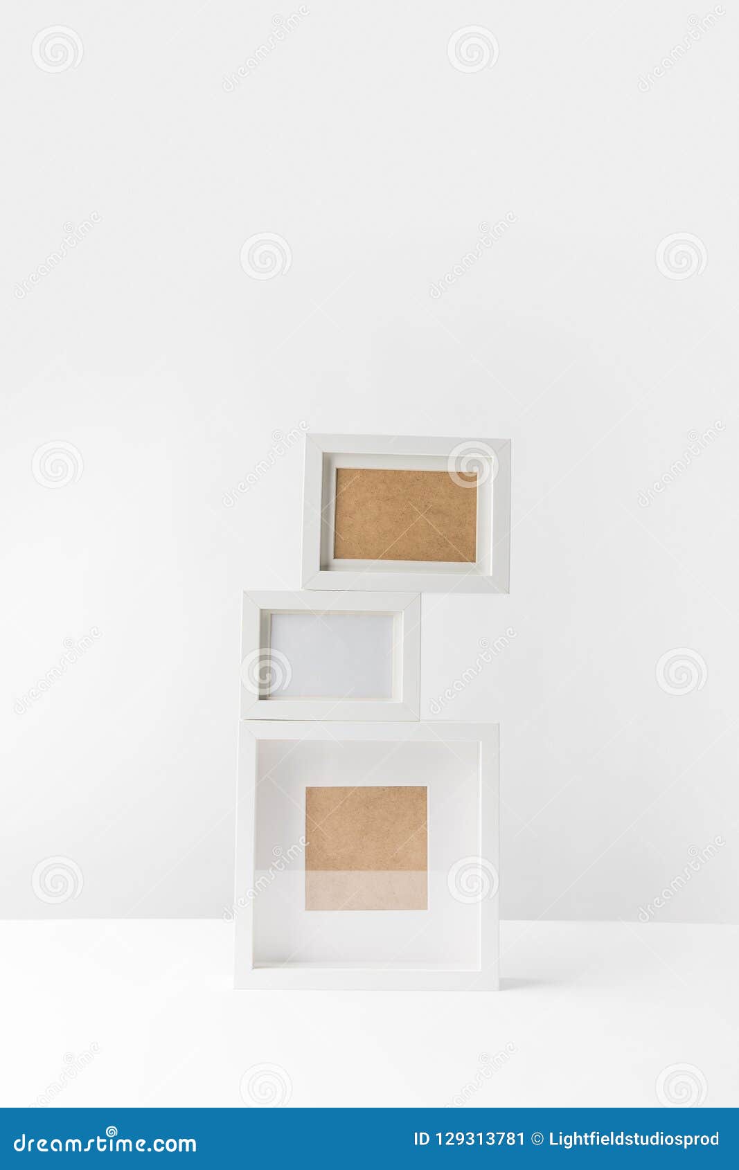 Empty White Photo Frames Stacked Stock Image - Image of blank, objects ...