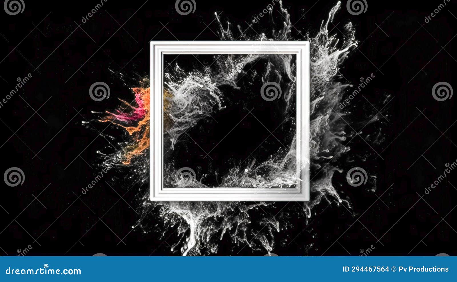Empty White Picture Frame with White Paint Splash. Stock Photo - Image ...