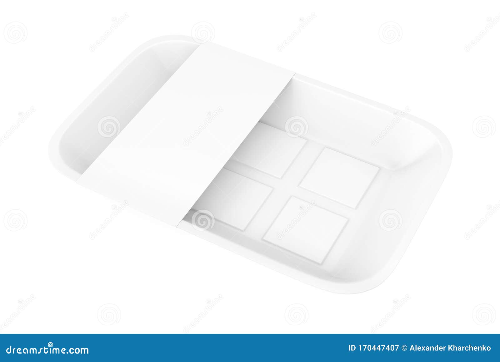 Empty White Plastic Food Container Tray PAckage with Blank Label for ...