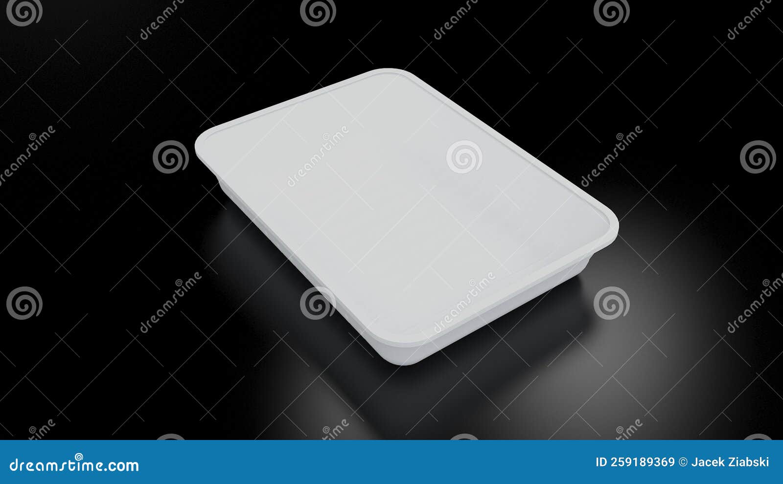 Empty, White Plastic Food Tray, Container, a 3D Render on Black ...