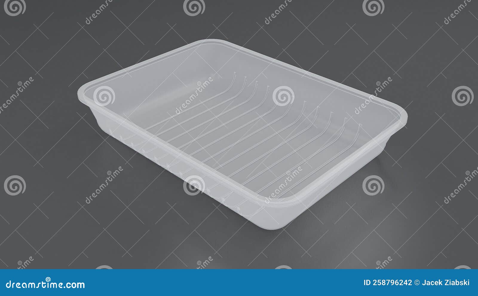 Empty, White Plastic Food Tray, Container, A 3D Render On Gray ...