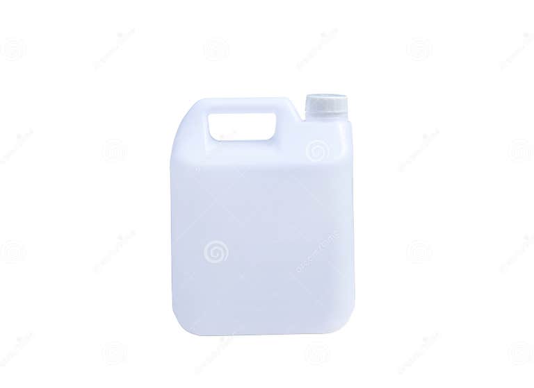 Empty White Plastic Gallon Container for Chemical Solution Isolated on ...