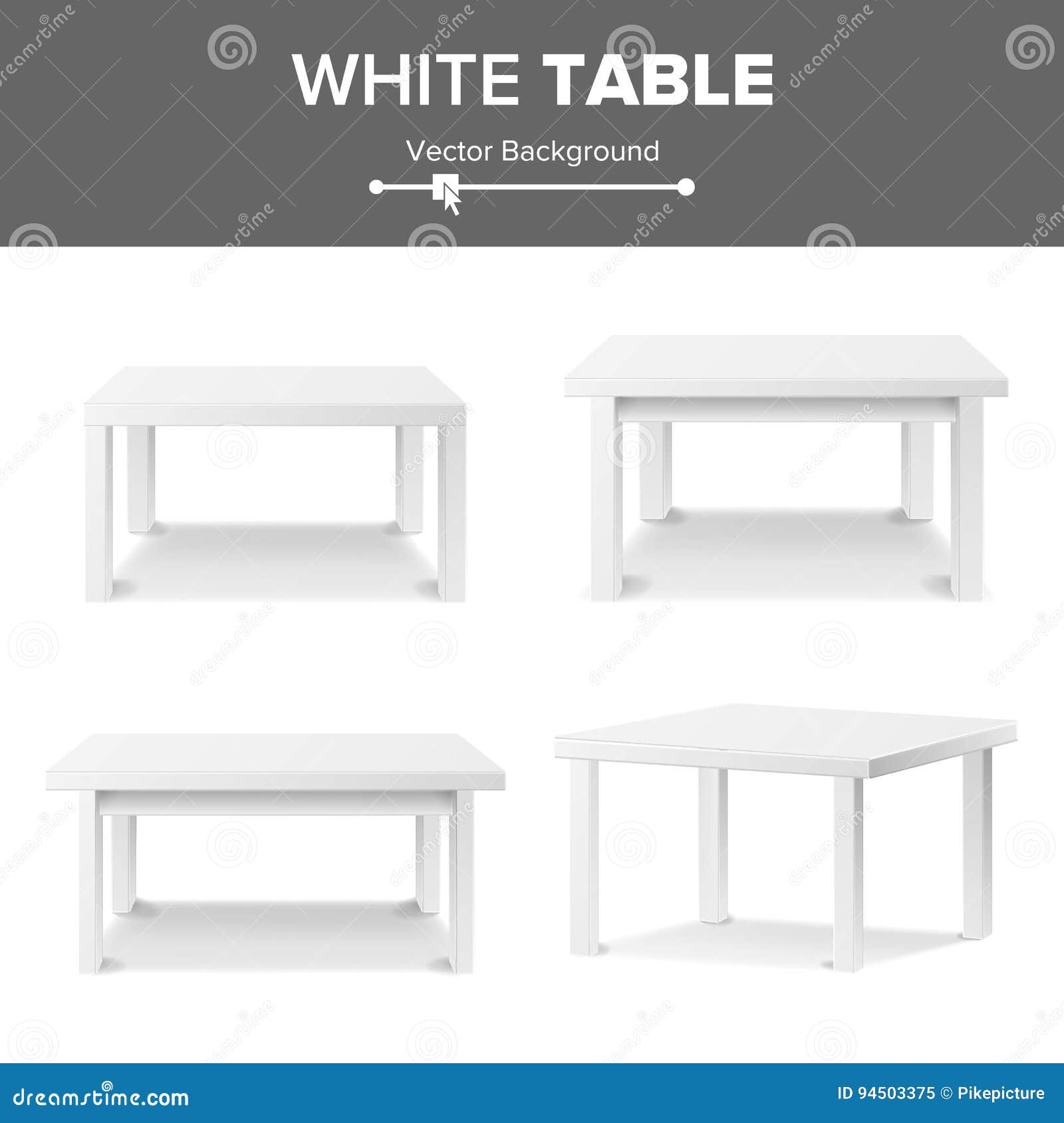 Empty White Plastic Table Set Isolated on White Background. Realistic ...