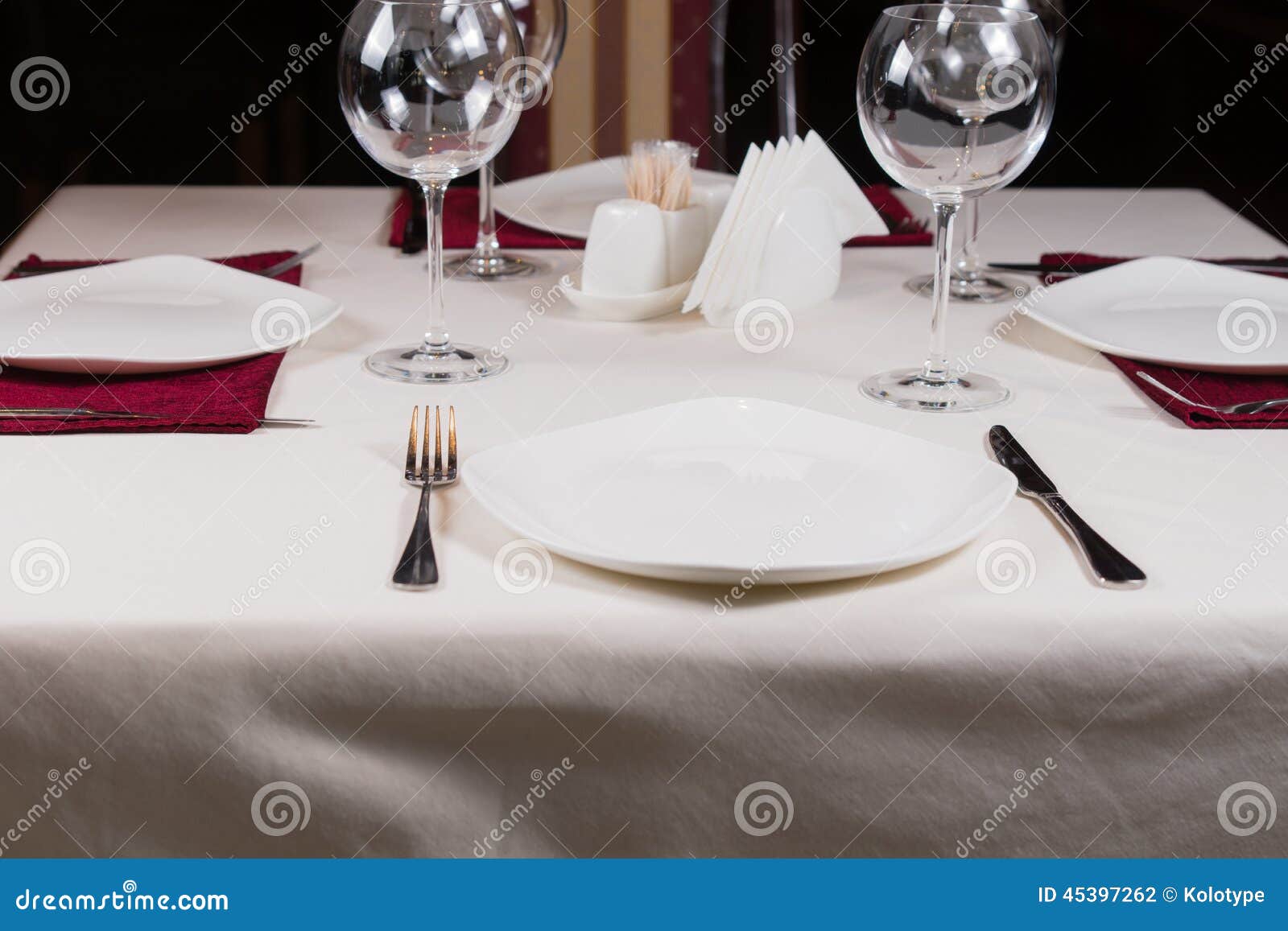 Empty White Plate in a Formal Table Setting Stock Photo - Image of ...
