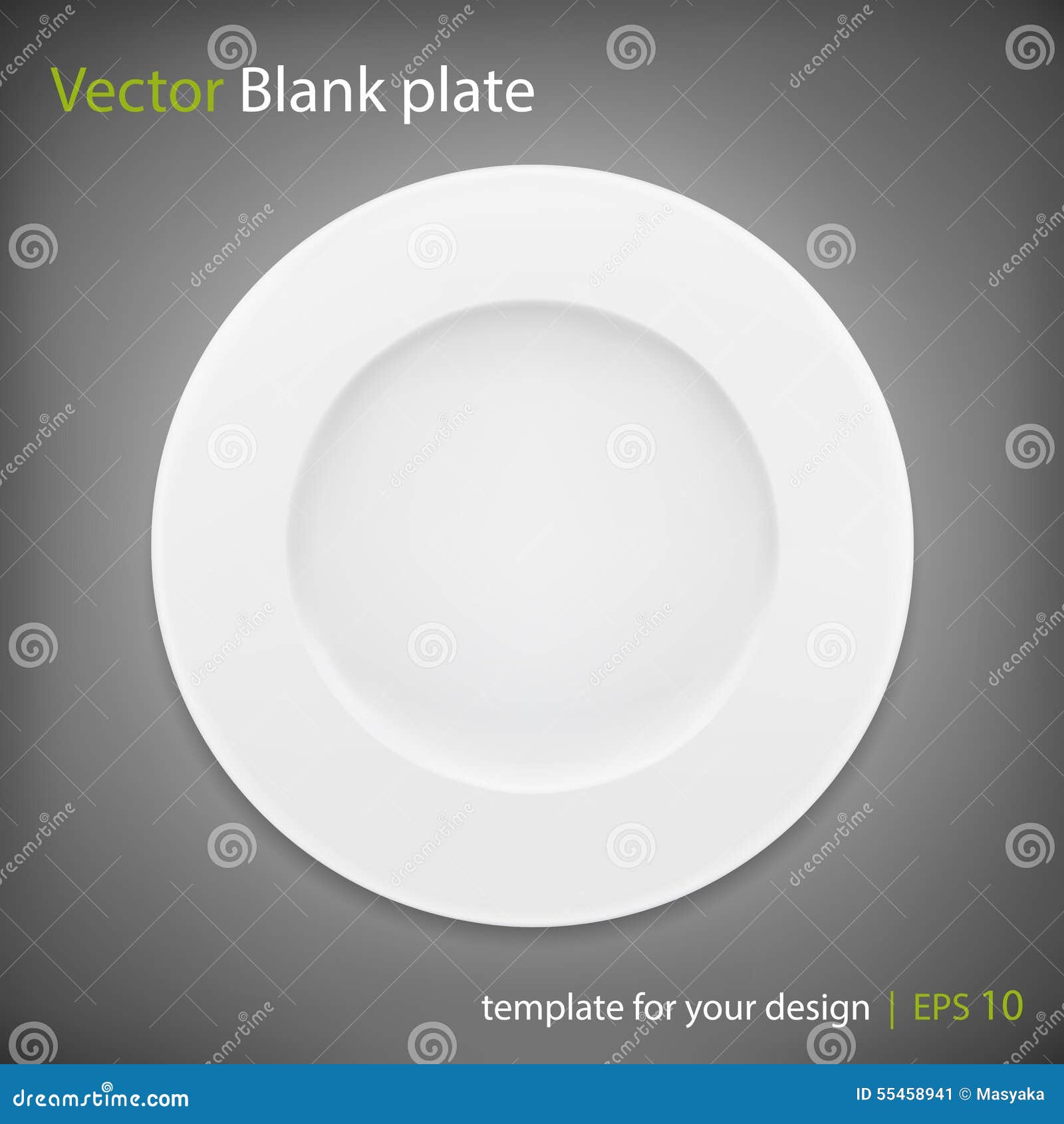 Empty White Plate on Grey Bakcground. Vector EPS10 Stock Vector ...