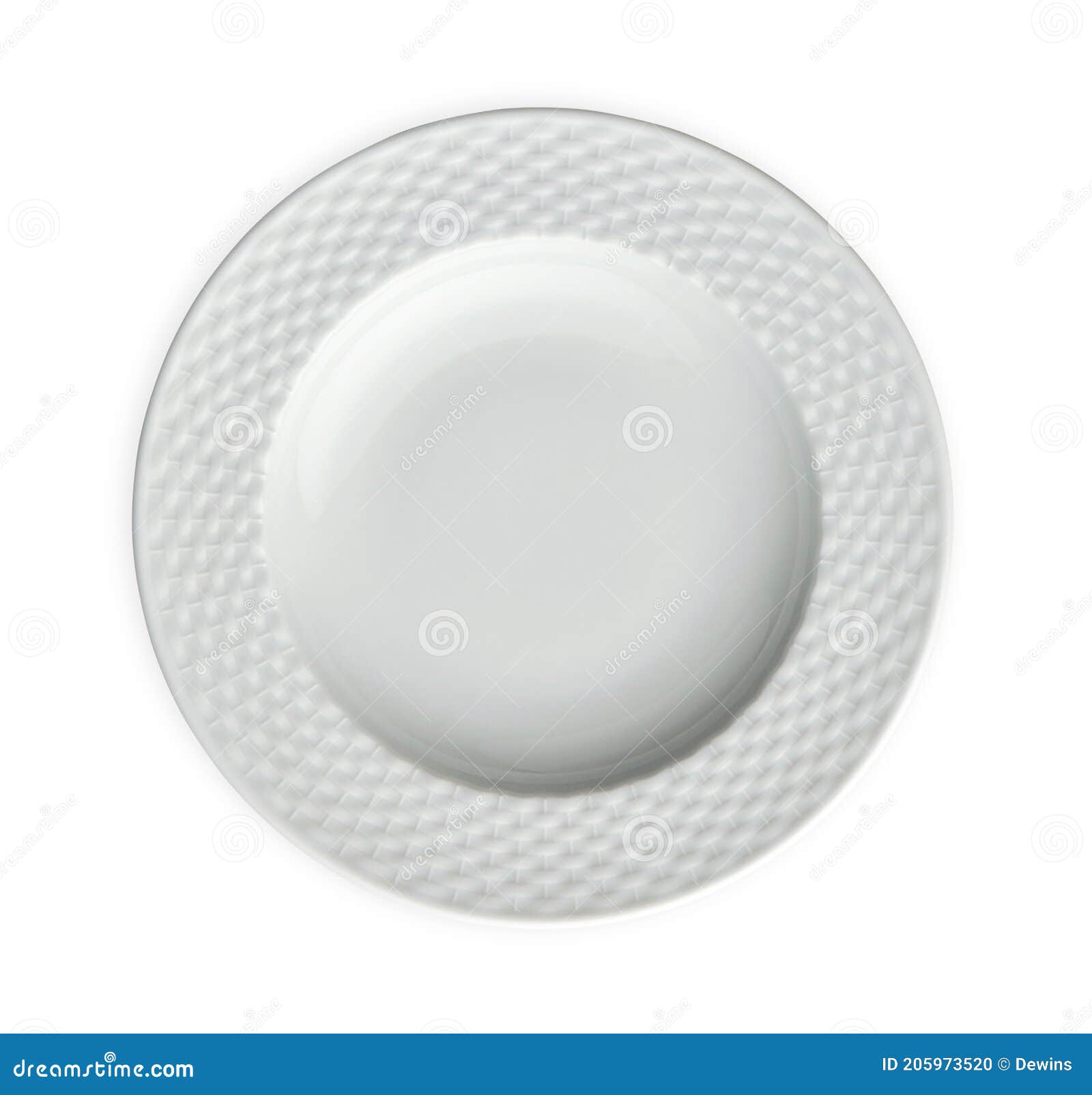 Empty White Plate with Weave Pattern Edge, Isolated on White Background ...