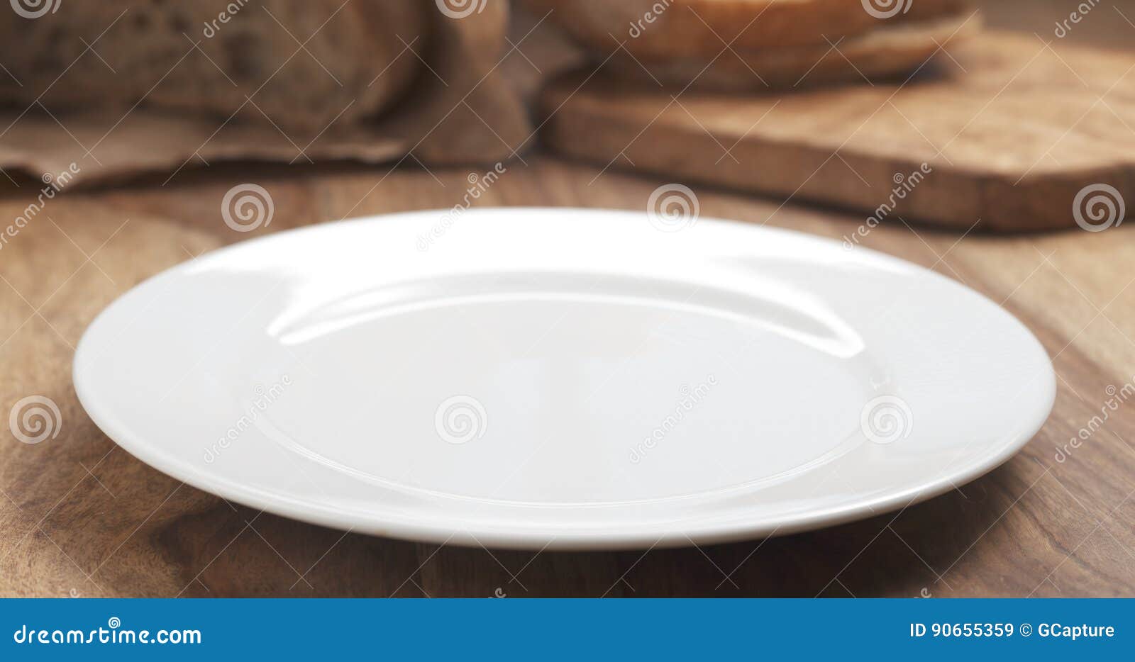 Empty White Plate on Wood Table for Your Dish Stock Image - Image of ...