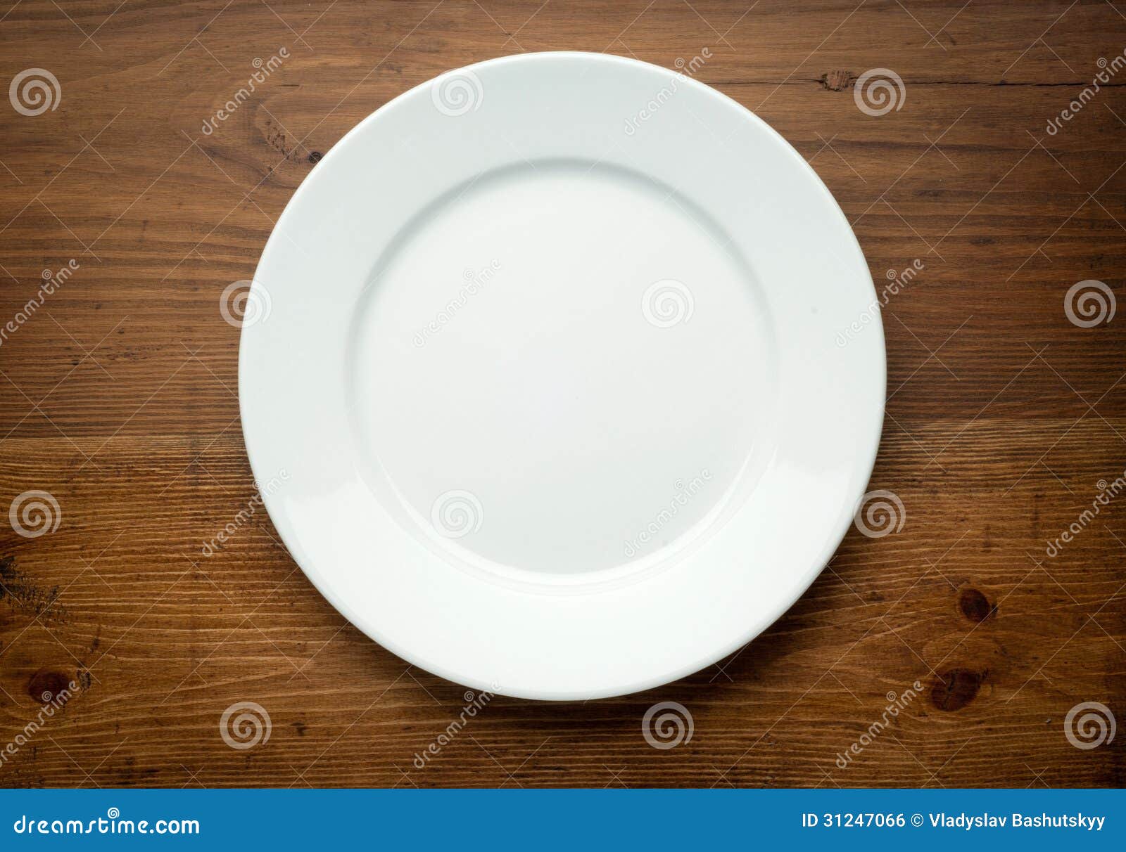 Empty White Plate on Wooden Table Stock Photo - Image of copy, dining ...