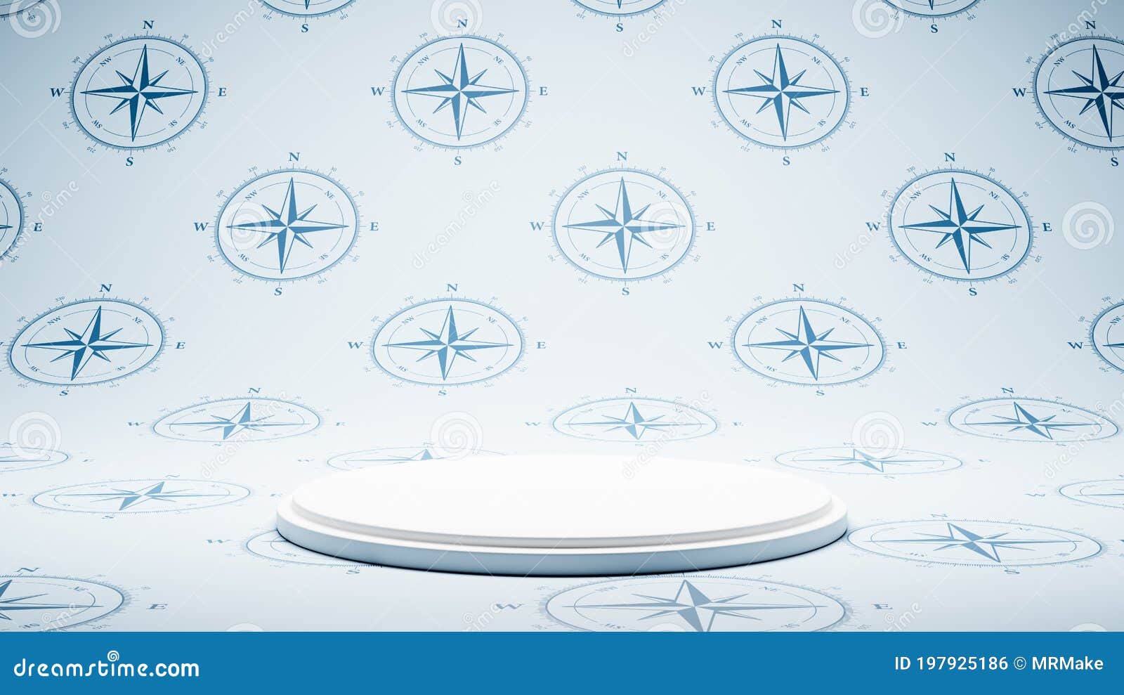 Empty White Platform on Compass Pattern Studio Background Stock ...