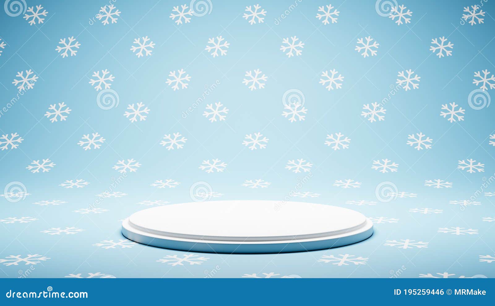 Empty White Platform on Snow Pattern Studio Background Stock ...