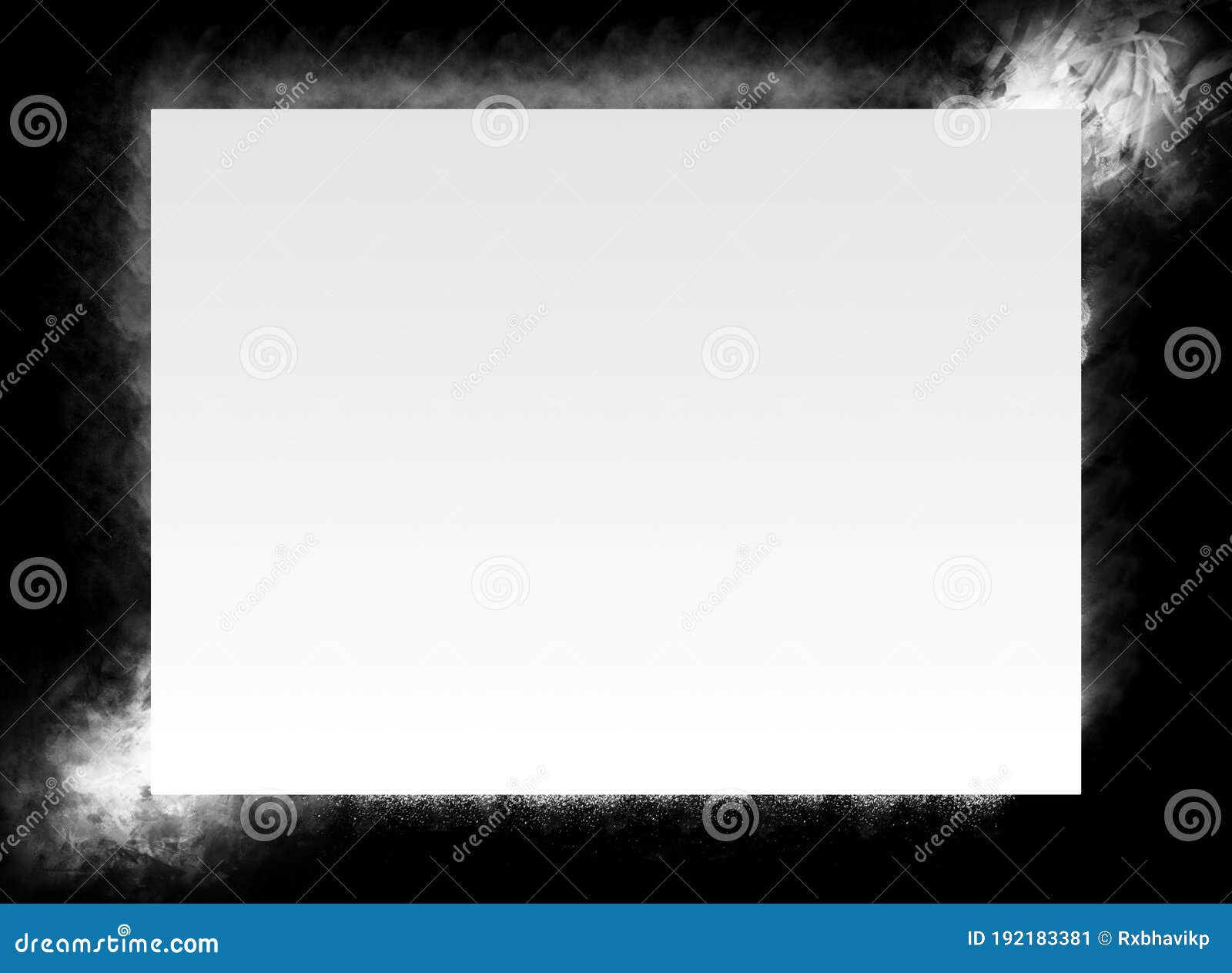 Empty White Rectangle Box with White Spray on Black Background Template ...
