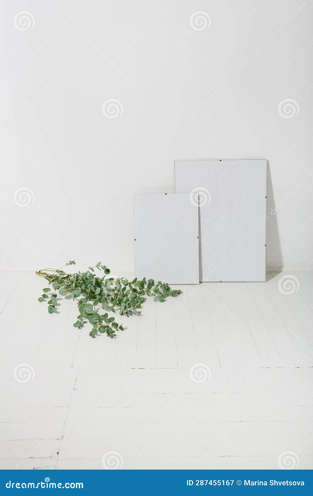 Empty White Rectangular Poster Layouts in a Light Minimalist Studio ...