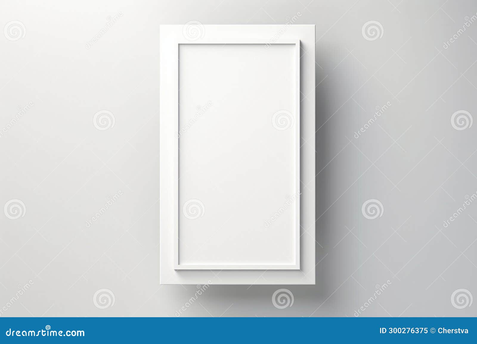Empty White Rectangular Vertical Photo Frame on Minimal Light Wall ...
