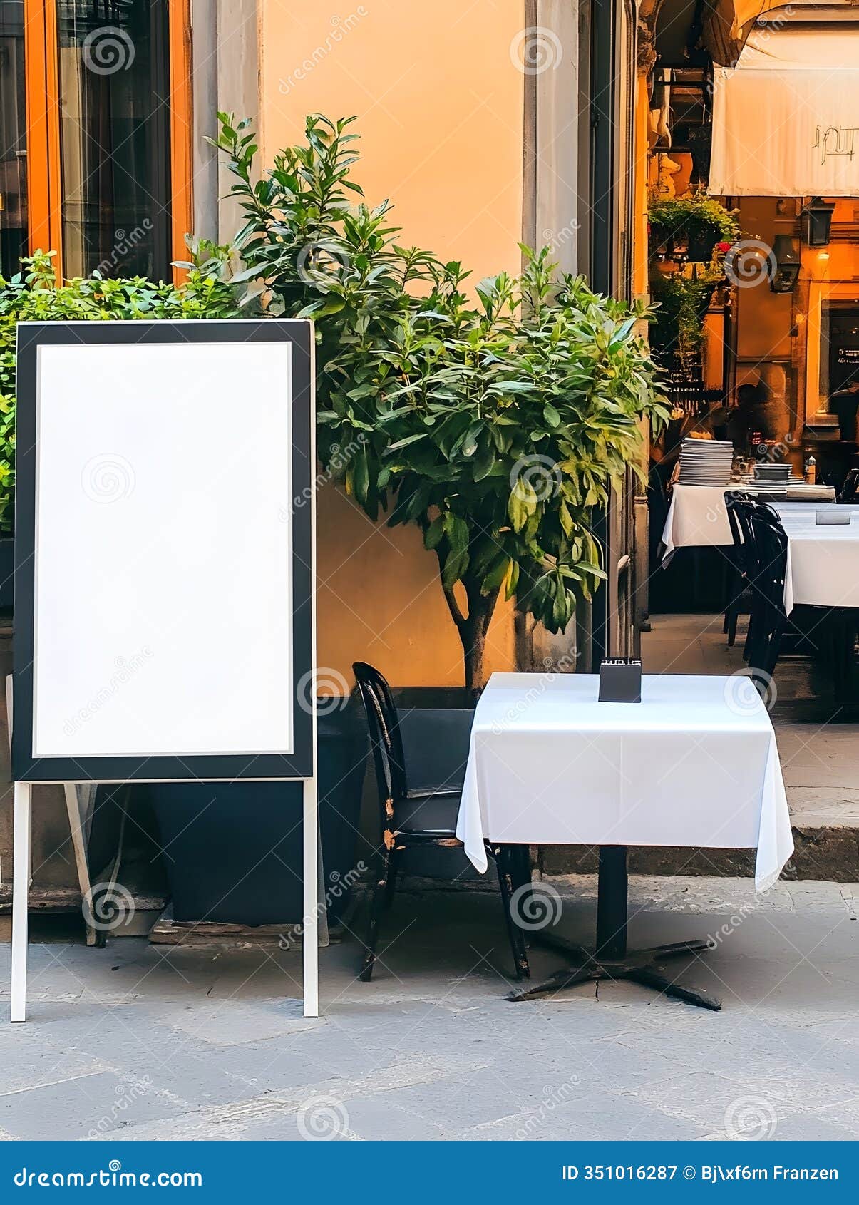 Empty White Restaurant Sign . Sidewalk Blank Promotional Board Stock ...