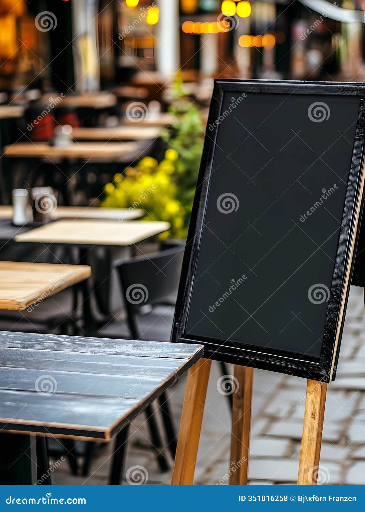 Empty White Restaurant Sign . Sidewalk Cafe Promotional Board Stock ...