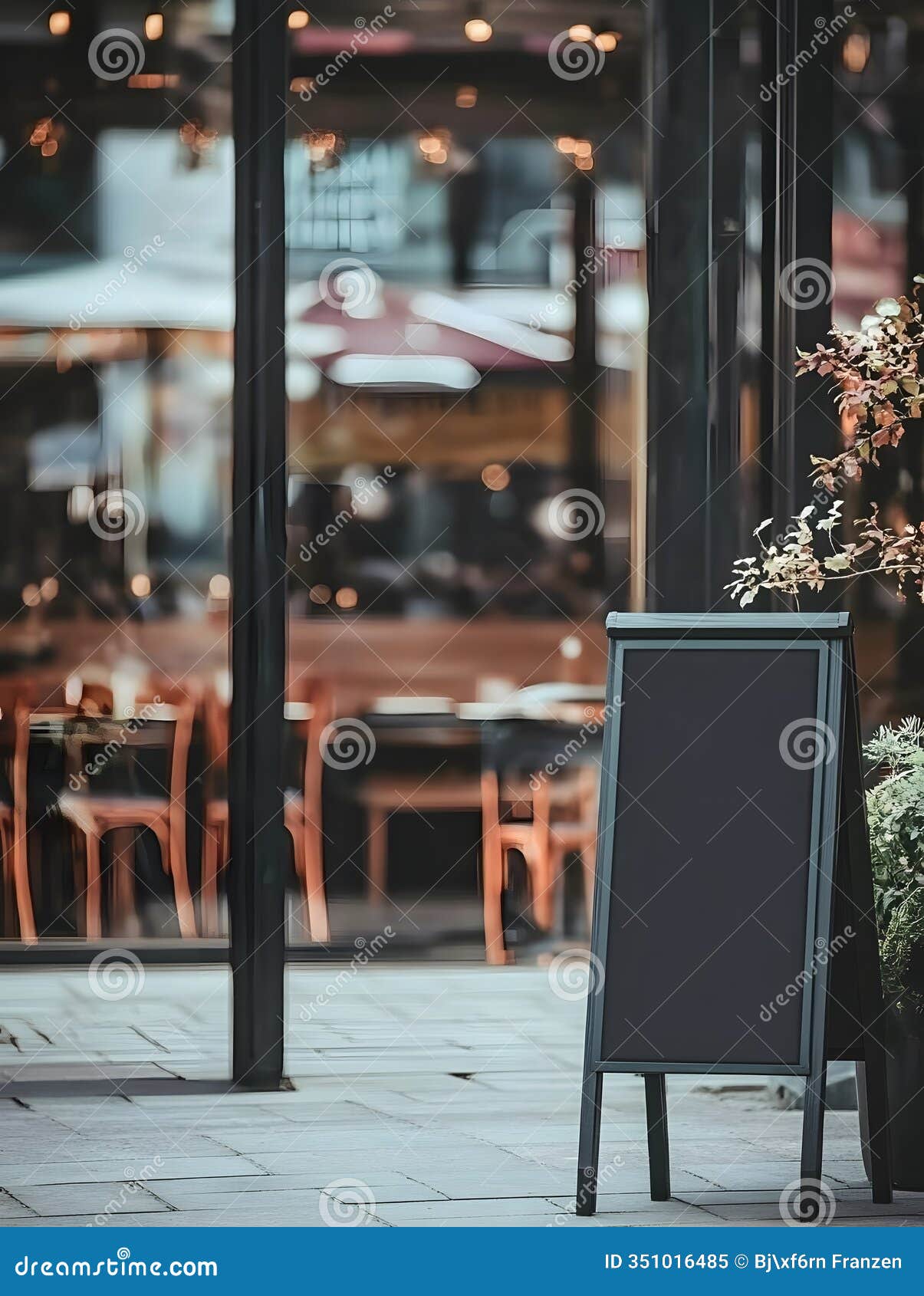 Empty White Restaurant Sign . Sidewalk Cafe Promotional Board Stock ...