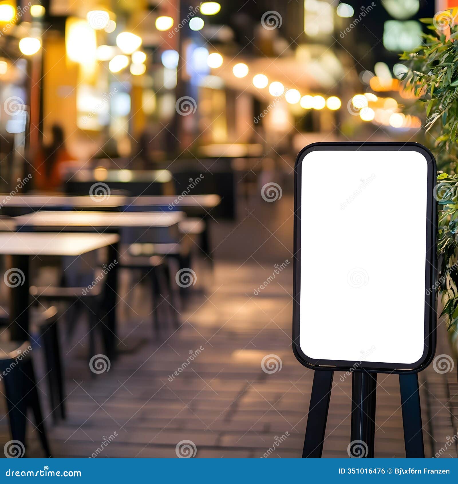 Empty White Restaurant Sign . Sidewalk Promotional Board Stock ...