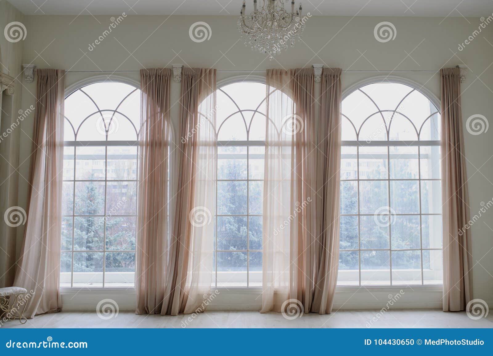 Empty White Room with Big Windows Stock Photo - Image of business ...