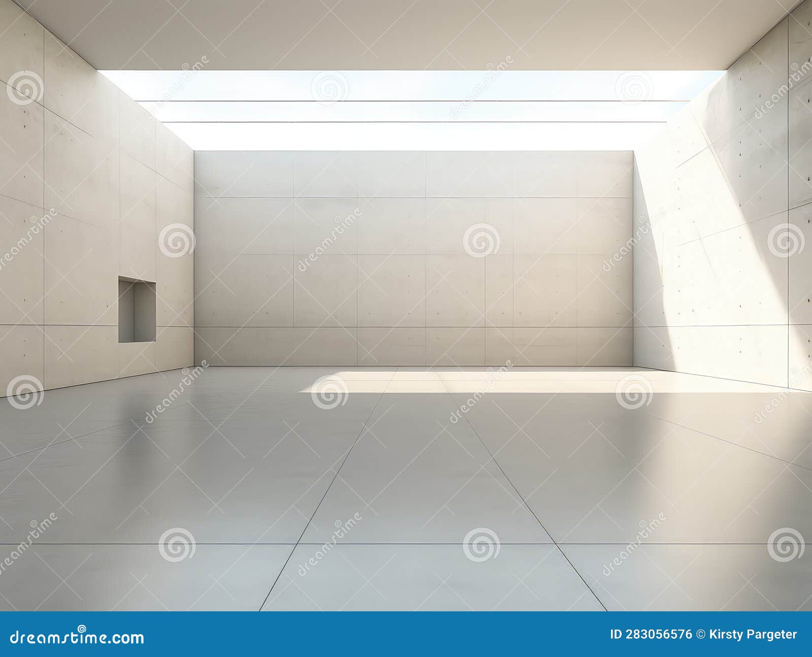 Empty White Room Interior with Sunlight Shining Down Stock Illustration ...