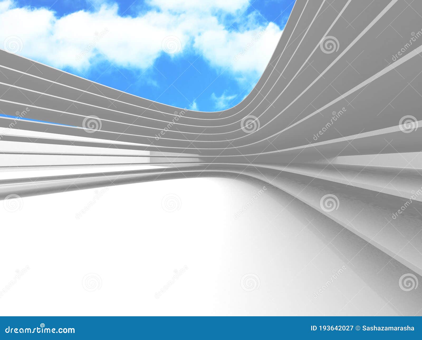 Empty White Room Interior with Window To Sky Stock Illustration ...