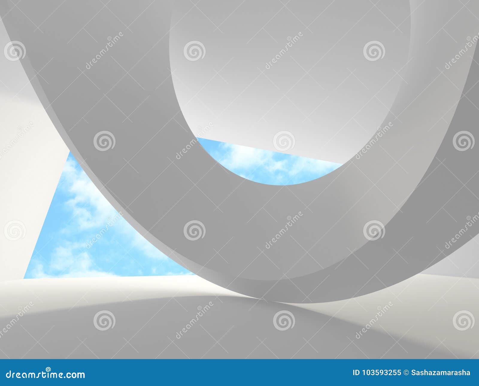 Empty White Room Interior with Window To Sky Stock Illustration ...