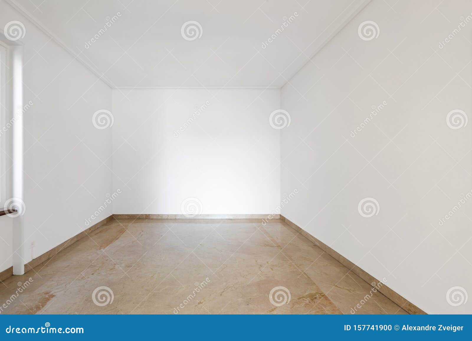 Empty White Room with Marble Floors Stock Photo - Image of luxurious ...