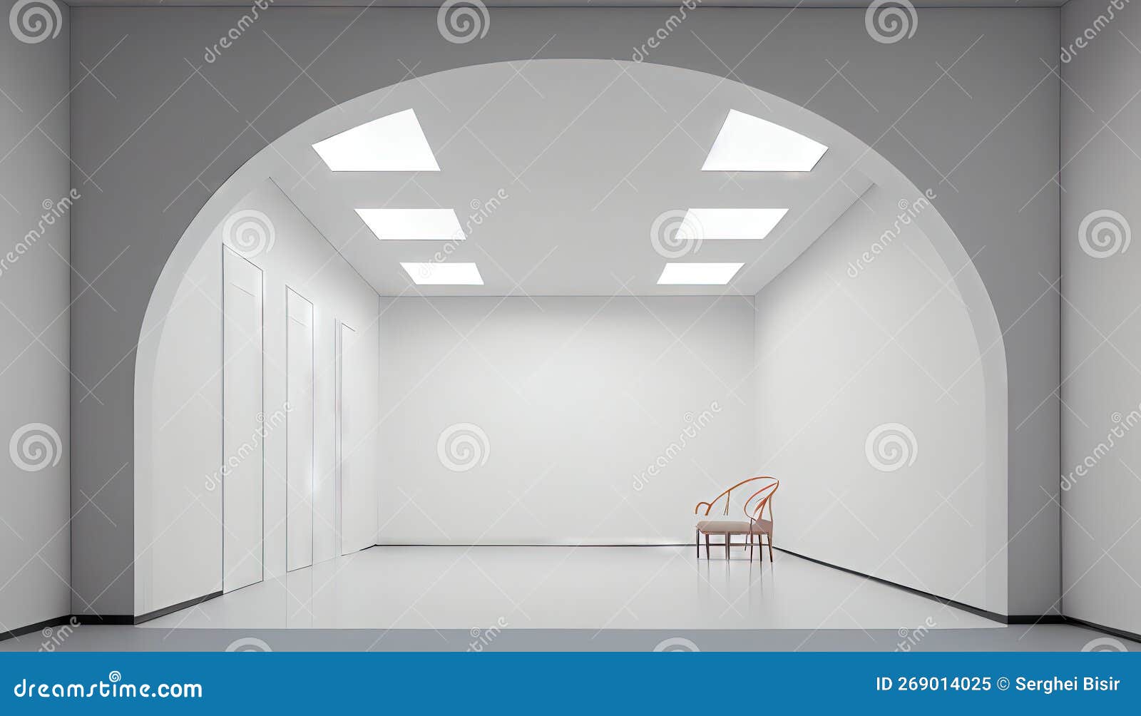 Empty White Room Modern Space Interior 3d Render Many Rooms are ...