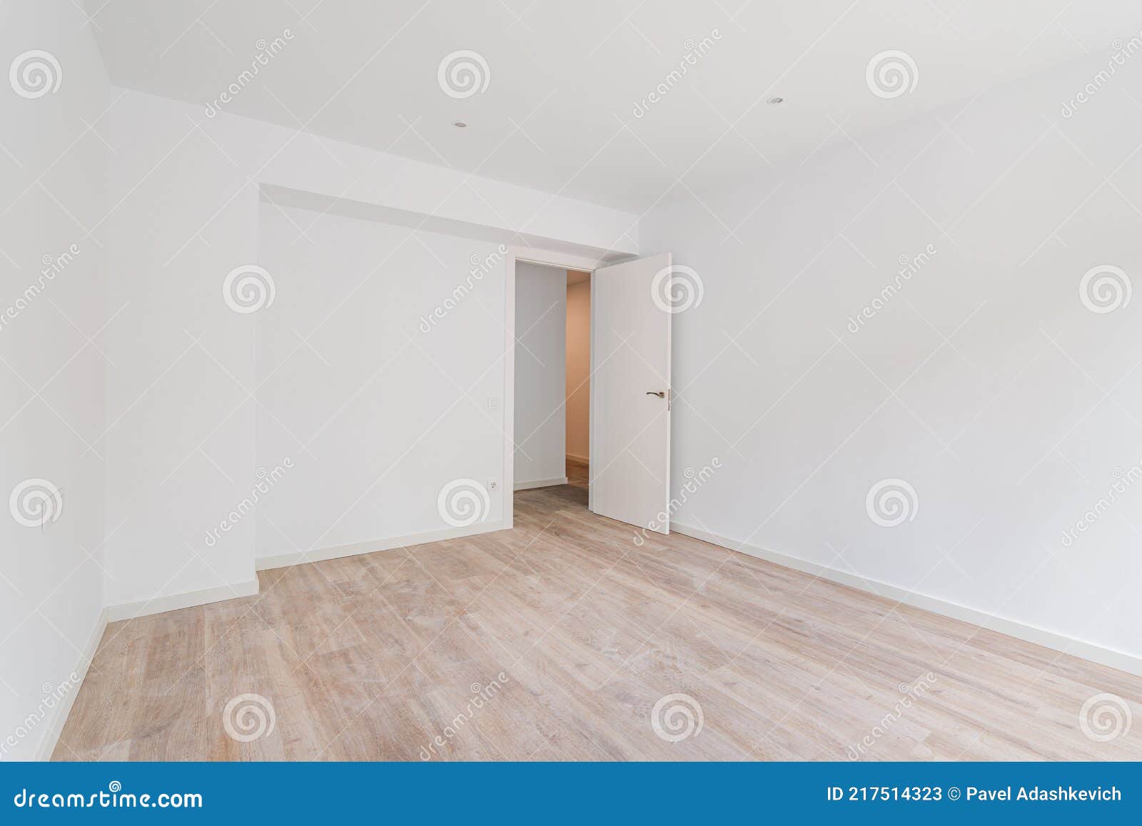 Empty White Room after Renovation with Dusty Wooden Floor Stock Image ...