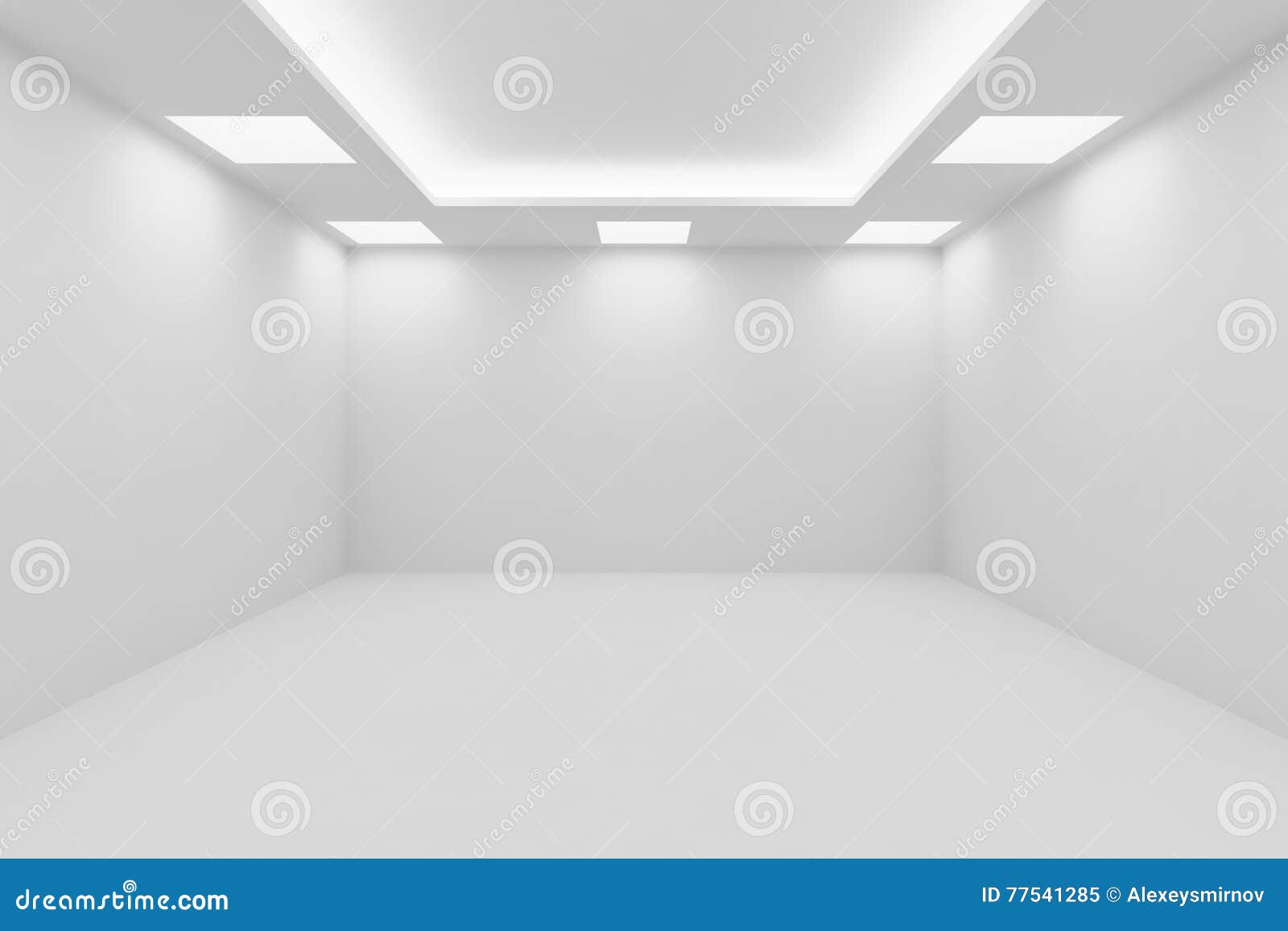 Empty White Room with Square Ceiling Lights Stock Illustration ...