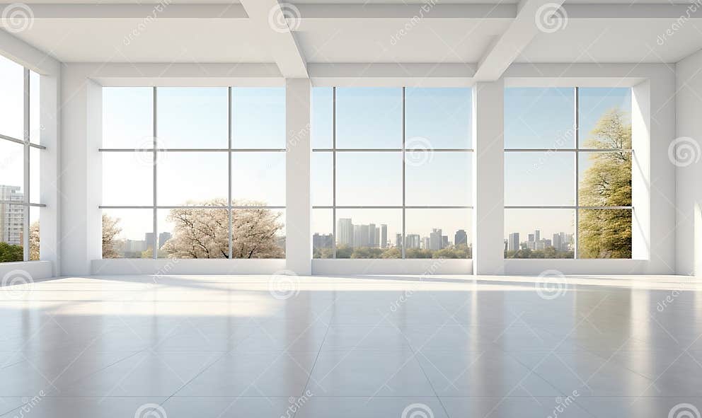 Empty White Room with a View from the Window. Stock Photo - Image of ...