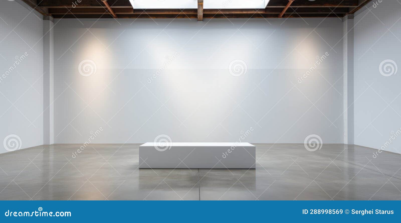 An Empty White Room with a White Cube on the Floor, AI Stock ...