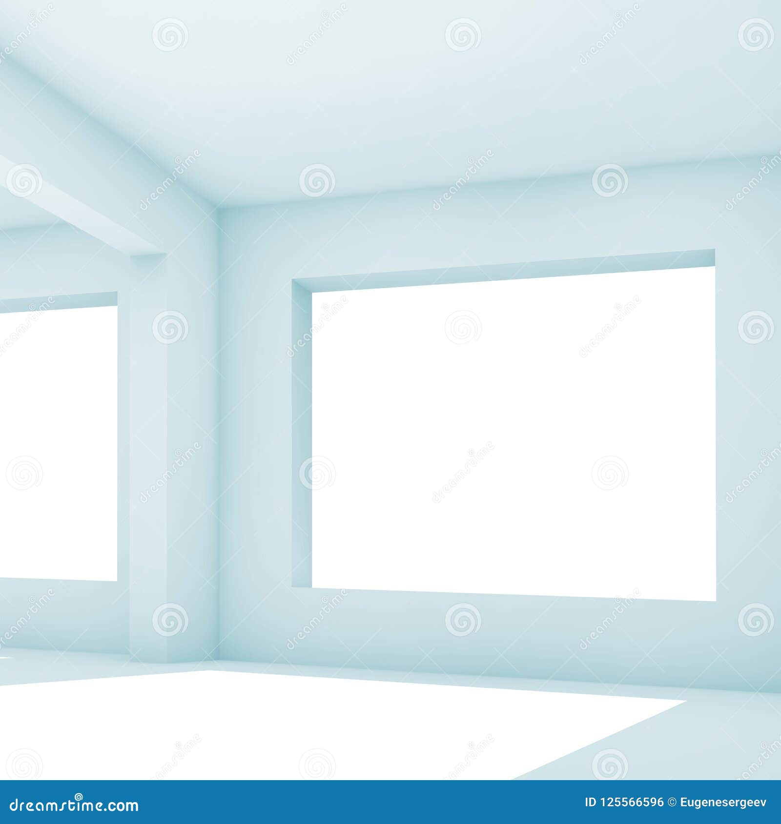 Empty White Room with Wide Window, 3 D Stock Illustration ...