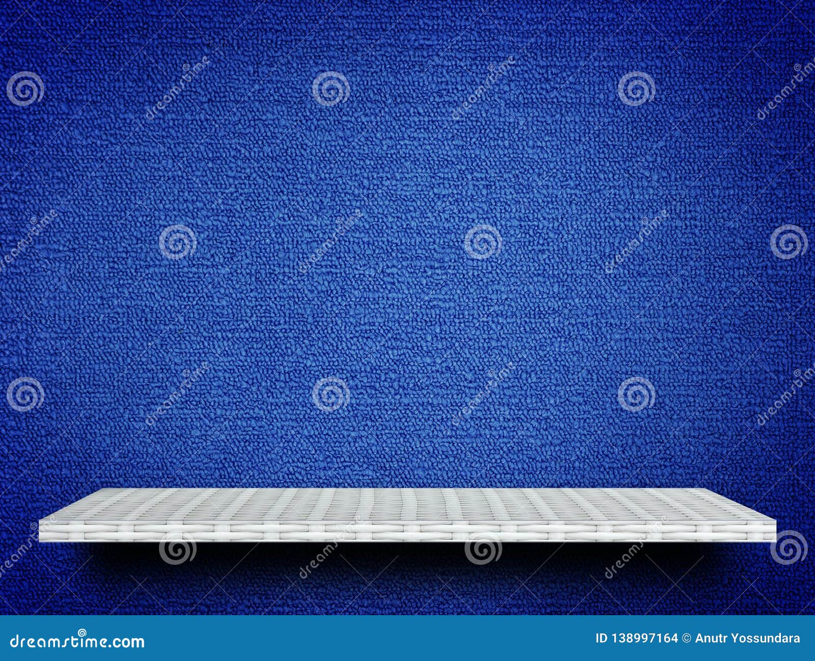 Empty Shelf on Blue Carpet for Product Display Stock Photo - Image of ...
