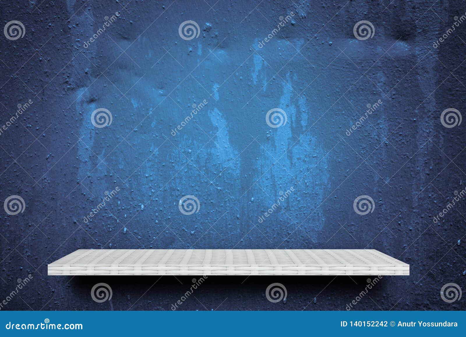 Empty Shelf on Wet Blue Background for Product Display Stock Photo ...