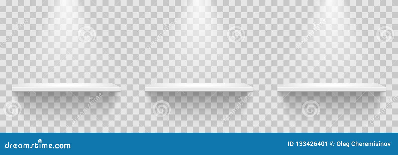 Empty White Shelves Row Isolated on Transparent Background. Vector ...