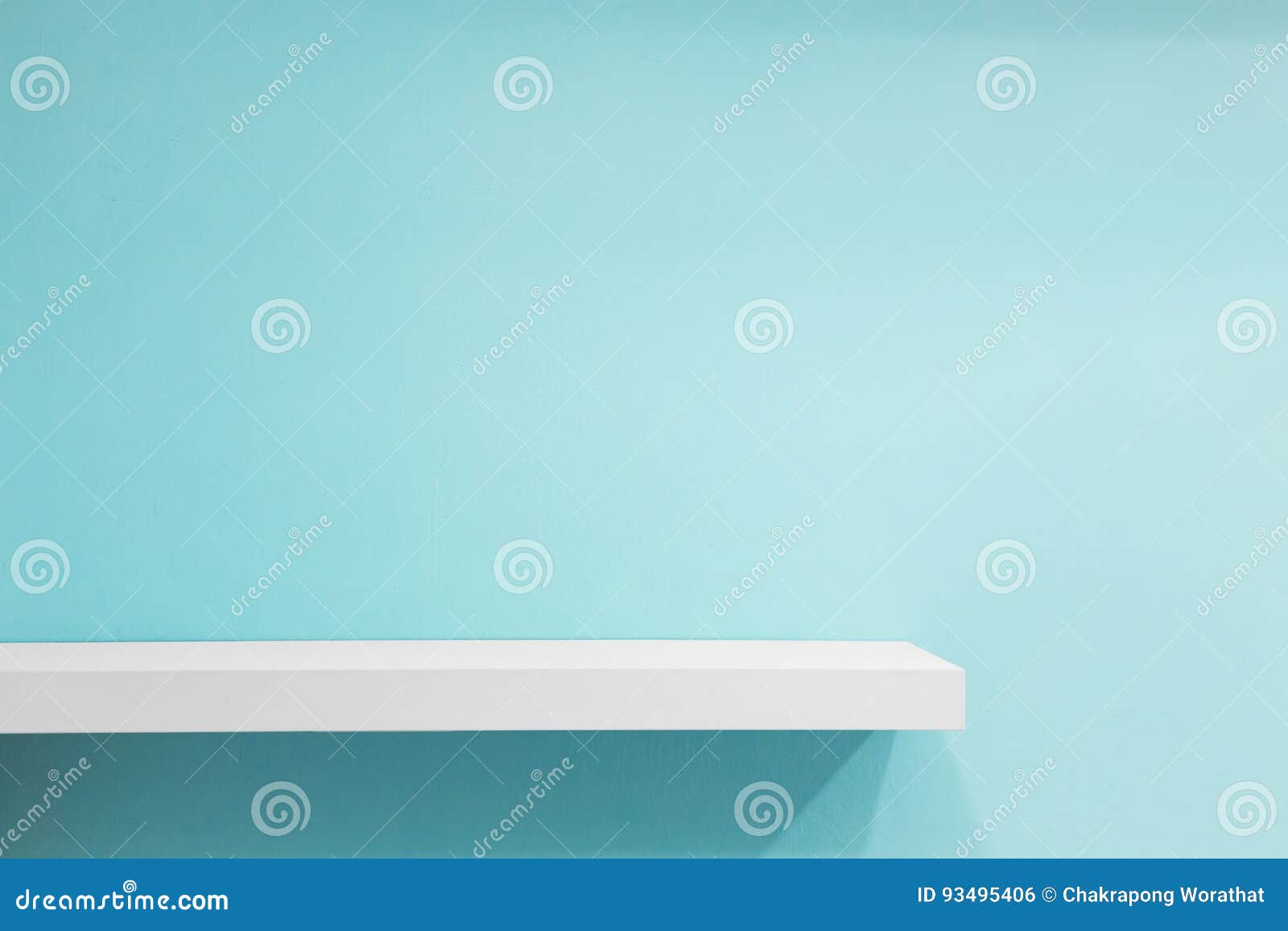 Empty White Shop Shelf, Retail Shelf on Blue Vintage Background. Stock ...
